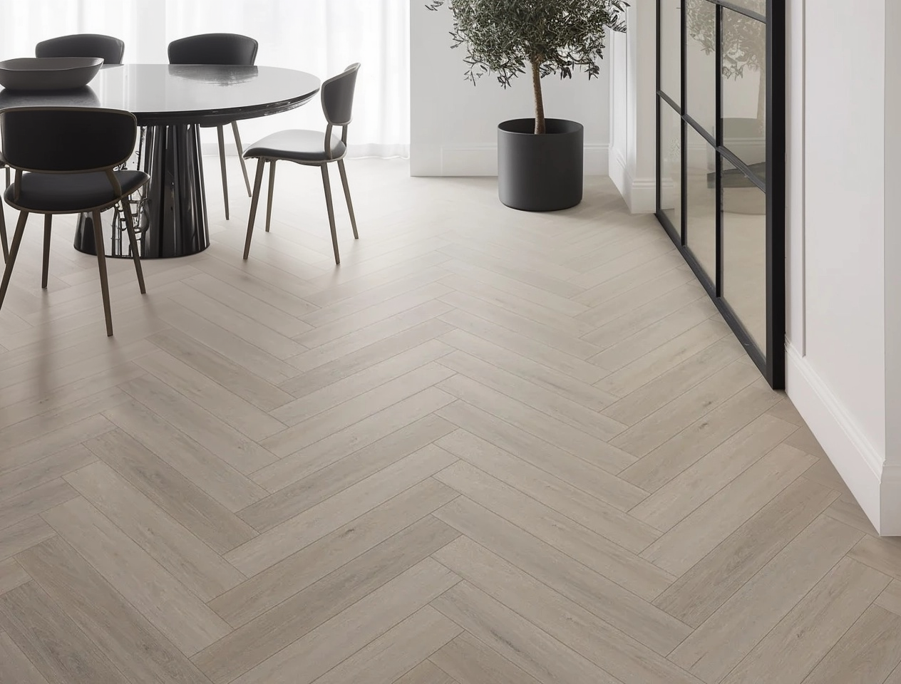 Lattia Nova Click Whitewashed Oak Herringbone Click SPC Flooring ...